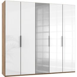 Kleiderschrank wimex "Level by fresh to go" Schränke Gr. B/H/T: 250 cm x 236 cm x 58 cm, 5 St., braun (plankeneichefarben, weißglas) Kleiderschrank Drehtürenschrank Drehtürenschränke Schränke