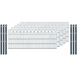 Arvotec Doppelstabmattenzaun "EXCLUSIVE 80 zum Einbetonieren "Karo" mit Zierleiste" Zaunelemente Gr. H/L: 80 cm x 10 m H/L: 80 cm, grau (anthrazit) Zaunelemente