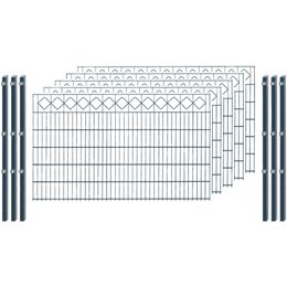 Arvotec Doppelstabmattenzaun "EXCLUSIVE 120 zum Einbetonieren "Karo" mit Zierleiste" Zaunelemente Gr. H/L: 120 cm x 10 m H/L: 120 cm, grau (anthrazit) Zaunelemente