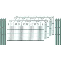 Arvotec Doppelstabmattenzaun "EXCLUSIVE 100 zum Einbetonieren "Karo" mit Zierleiste" Zaunelemente Gr. H/L: 100 cm x 10 m H/L: 100 cm, grün (dunkelgrün) Zaunelemente