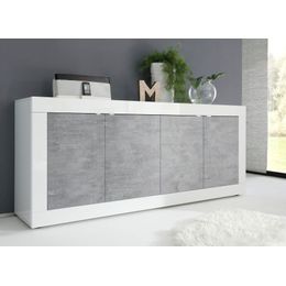 Sideboard Inosign "Basic" Sideboards Gr. B/H/T: 207 cm x 86 cm x 43 cm, weiß (weiß hochglanz lack, beton, optik) Sideboards