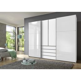 Schwebetürenschrank wimex "Magic by fresh to go" Schränke Gr. B/H/T: 300 cm x 236 cm x 65 cm, Griffleisten chromfarben, 2 St., weiß (weiß, außentüren weißglas)