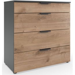 Schubkastenkommode wimex "Level by fresh to go" Sideboards Gr. B/H/T: 81 cm x 84 cm x 41 cm, 4, schwarz (front plankeneiche nachbildung, korpus graphit) Schubladenkommoden