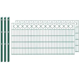 Arvotec Doppelstabmattenzaun "EXCLUSIVE 100 zum Einbetonieren "Karo" mit Zierleiste" Zaunelemente Gr. H/L: 100 cm x 4 m H/L: 100 cm, grün (dunkelgrün) Zaunelemente