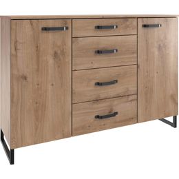 Kombikommode wimex "Detroit by fresh to go" Sideboards Gr. B/H/T: 135 cm x 92 cm x 41 cm, beige (plankeneichefarben, raw steel)