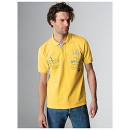 Poloshirt TRIGEMA "TRIGEMA mit maritimem Printmotiv" Gr. 4XL, gelb (hellgelb) Herren Shirts Kurzarm