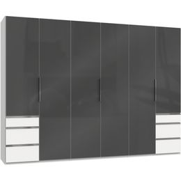 Kleiderschrank wimex "Level by fresh to go" Schränke Gr. B/H/T: 300 cm x 216 cm x 58 cm, 6 St., weiß (weiß, grauglas) Drehtürenschrank Kleiderschrank Drehtürenschränke Schränke