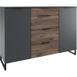 Kombikommode wimex "Winnipeg by fresh to go" Sideboards Gr. B/H/T: 135 cm x 92 cm x 41 cm, 4, grau (graphit, flagstaff, eiche, nachbildung) Kombikommoden in 2 Breiten, mit Soft-Close-Funktion