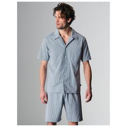 Schlafanzug TRIGEMA "TRIGEMA Eleganter kurzer mit Kragen und Knopfleiste" Gr. XXXL, grün (seegras) Herren Homewear-Sets Pyjamas