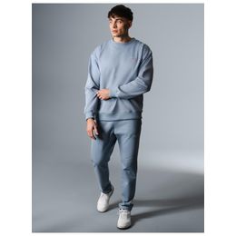 Freizeitanzug TRIGEMA "TRIGEMA Oversized Jogginganzug" Gr. M, blau (pearl, blue) Herren Sportanzüge Homewear