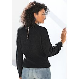 V-Ausschnitt-Pullover Lascana Gr. 32/34, schwarz Damen Pullover V-Pullover