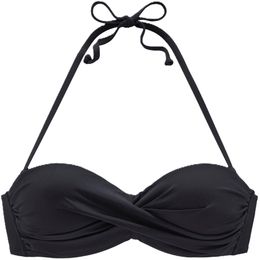 Lascana Simple Bikini-Oberteil, Neckholder, Bandeau, für Damen, schwarz, 40B