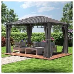 TOOLPORT Sunset 3x4 m Hardtop Gartenpavillon, inkl. 4 Seitenteile, loft grey - (300194)