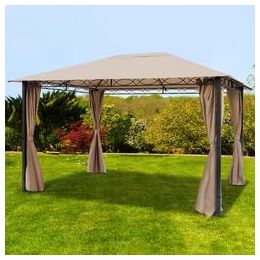 TOOLPORT Rendezvous 3x4 m Softtop Gartenpavillon, inkl. 4 Seitenteile, taupe - (300116)