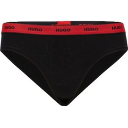 Hugo Stripe Slip, 3er-Pack, Logo-Bund, für Damen, schwarz, XS
