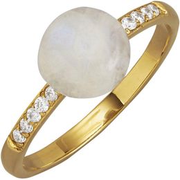 Firetti Fingerring Schmuck Geschenk Silber 925 Damenring Ring, mit Mondstein, Zirkonia (synth), gelb|goldfarben|weiß