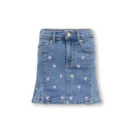 KIDS Only Jeansrock KOGHOXTON HEART EMBROIDERY DNM SKIRT, blau