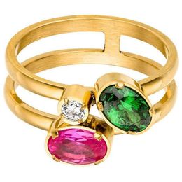 PURELEI Fingerring Schmuck Geschenke, Harmony Ring, 23452, mit Zirkonia (synth), bunt|gelb|goldfarben|grün