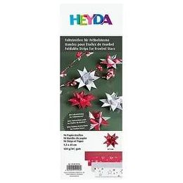 Heyda Papierstreifen-Set Fröbelsterne, rot-silber, 96 Streifen