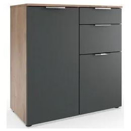 Kombikommode wimex "Level by fresh to go" Sideboards Gr. B/H/T: 81cm x 84cm x 41cm, 2 St., schwarz (front graphit/ korpus plankeneiche nachbildung) 2-türig, mit 2 Schubladen und soft-close Funktion, 81cm breit