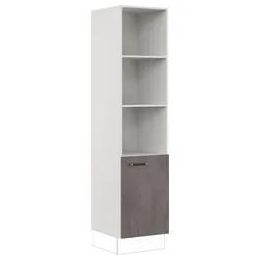 Seitenschrank IMPULS KÜCHEN ""Prag", Breite/Höhe: 50/205,1 cm" Schränke Gr. B/H/T: 50cm x 205,1cm x 57,6cm, rechts,, grau (beton-optik schiefer dunkelgrau) vormontiert, mit Drehtür, verstellbaren Fachböden