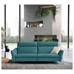 2-Sitzer Egoitaliano "Gaia, modern, elegant und super komfortabel mit hoher Rückenlehne" Sofas Gr. B/H/T: 220cm x 96cm x 93cm, Luxus-Microfaser BLUSH, blau (teal) erstklassiger Sitzkomfort, Inkl. 2 Relaxfunktionen, mit Designfuß