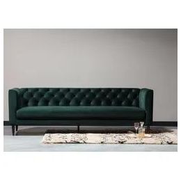 3-Sitzer Woood "Nisa" Sofas Gr. B/H/T: 230cm x 74cm x 85cm, grün (dunkelgrün) H 79 cm x B 230 T 92