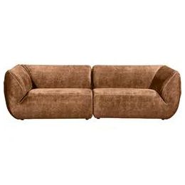 Ecksofa DELA DESIGN "Loop L-Form" Sofas Gr. B/H/T: 278 cm x 76 cm x 105 cm, Luxus-Microfaser in Lederoptik, gleichschenklig, braun (cognac)