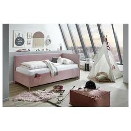 Meise Möbel Kinderbett MEISE.MÖBEL "COOL II", rosa (rose, rose), B:150cm L:210cm, Betten, Polsterbett wahlweise mit Bettkasten, Jugendbett inkl. USB Anschlüsse