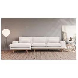 Ecksofa Home Affaire "Torino B/T/H: 282/151/81 cm" Sofas Gr. B/H/T: 282cm x 81cm x 151cm, Bouclé, Recamiere links, beige (creme) L-Form, edler Holzrahmen, incl. Zierkissen, auch in Bouclé