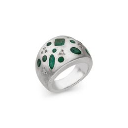 SKIELKA DESIGNSCHMUCK Silberring Smaragd Ring "Sternenhimmel" mit Diamanten (Sterling Silber 925) (1-tlg)