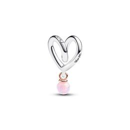 Pandora Charm-Einhänger 783242C01 Charm Damen Eingehülltes Herz Opal Rosa Silber Rosé