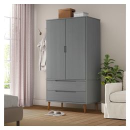 furnicato Kleiderschrank MOLDE Grau 90x55x175 cm Massivholz Kiefer