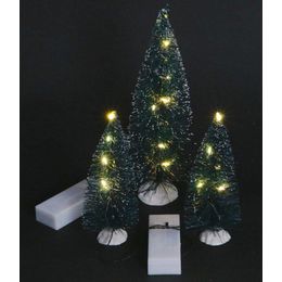 Koopmann Koopman Künstlicher Weihnachtsbaum 3er Set Deko Schneetannen mit warmweißen LED Lichterketten