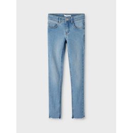 name it Regular-fit-Jeans Skinny Jeans Denim Hose mit Fransen NKFPOLLY 5538 in Hellblau