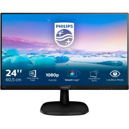 Philips 243V7QDSB LED-Monitor (61 cm/24 ", 1920 x 1080 px, Full HD, 4 ms Reaktionszeit, 75 Hz, IPS), schwarz
