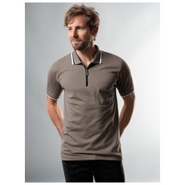 Poloshirt TRIGEMA "TRIGEMA mit Reißverschluss" Gr. 5XL, grau (taupe) Herren Shirts Kurzarm