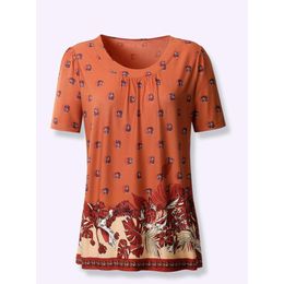Tunikashirt Inspirationen "Shirt" Gr. 54, orange (papaya, bedruckt) Damen Shirts Jersey