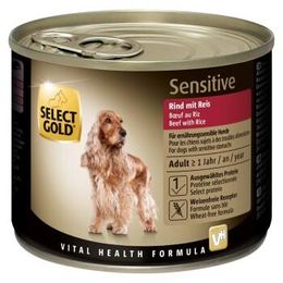 SELECT GOLD Sensitive Adult 6x200g Rind mit Reis