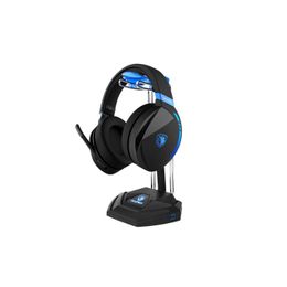 SADES Warden I SA-201 Wireless, schwarz/blau, USB Gaming-Headset (Rauschunterdrückung, inklusive Anubis' Staff Headset Ständer SA-W10, USB), blau|schwarz
