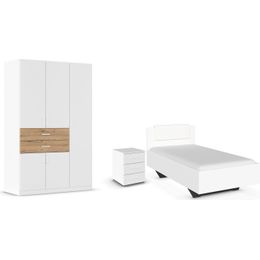 Rauch Schlafzimmer-Set Maika, (Set, 3-St), Schrank in 3 Breiten und 2 Höhen, Bett 100x200 cm und Nachttisch, weiß