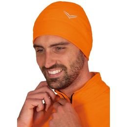 TRIGEMA Strickmütze TRIGEMA Mütze mit reflektierendem Logo (1-St), orange