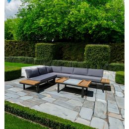 Garden Pleasure Gartenlounge-Set, Lounge-Gruppe »MERIDA«, 1 Ecklounge, Tisch LxB: 110x65 cm, braun|grau|schwarz
