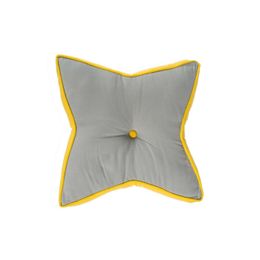 Homescapes Bodenkissen Bodenkissen Stern 100% Baumwolle mit Polyester Füllung grau und gelb