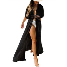 AFAZ New Trading UG Strandkleid Damen Sommer Cover up Bikini Maxi Strandkleid Boho Kimono Lang Strand Cardigan Leichte Strickjacke