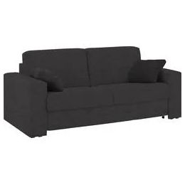 Schlafsofa Home Affaire "Roma Matratzenhöhe 14 cm" Sofas Gr. B/H/T: 220cm x 85cm x 100cm, Luxus-Microfaser Lederoptik, Breite 220cm, schwarz Dauerschlaffunktion, mit Unterfederung, Lattenrost, Matratze