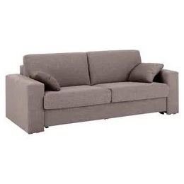 Schlafsofa Home Affaire "Roma Matratzenhöhe 14 cm" Sofas Gr. B/H/T: 220cm x 85cm x 100cm, Struktur fein, Breite 220cm, braun Dauerschlaffunktion, mit Unterfederung, Lattenrost, Matratze