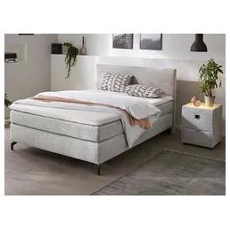 Boxspringbett Inosign ""Alinas" OTTOs Choice Topseller, inkl. Topper" Komplettbetten Gr. Strukturstoff, Liegefläche B/L: 140cm x 200cm, Gewicht bis: 120 kg H3, 7-Zonen-Tonnentaschen-Federkernmatratze, grau (grau 369/09) erhältlich in unterschiedlichen Breiten und Farbvarianten