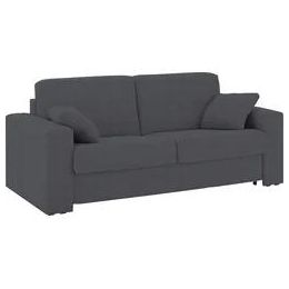 Schlafsofa Home Affaire "Roma Matratzenhöhe 14 cm" Sofas Gr. B/H/T: 200cm x 85cm x 100cm, Luxus-Microfaser weich, Breite 200cm, grau (dunkelgrau) Dauerschlaffunktion, mit Unterfederung, Lattenrost, Matratze