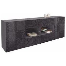 Sideboard Inosign "Miro" Sideboards grau (anthrazit hochglanz lack mit siebdruck) Breite 241 cm dekorativem Siebdruck